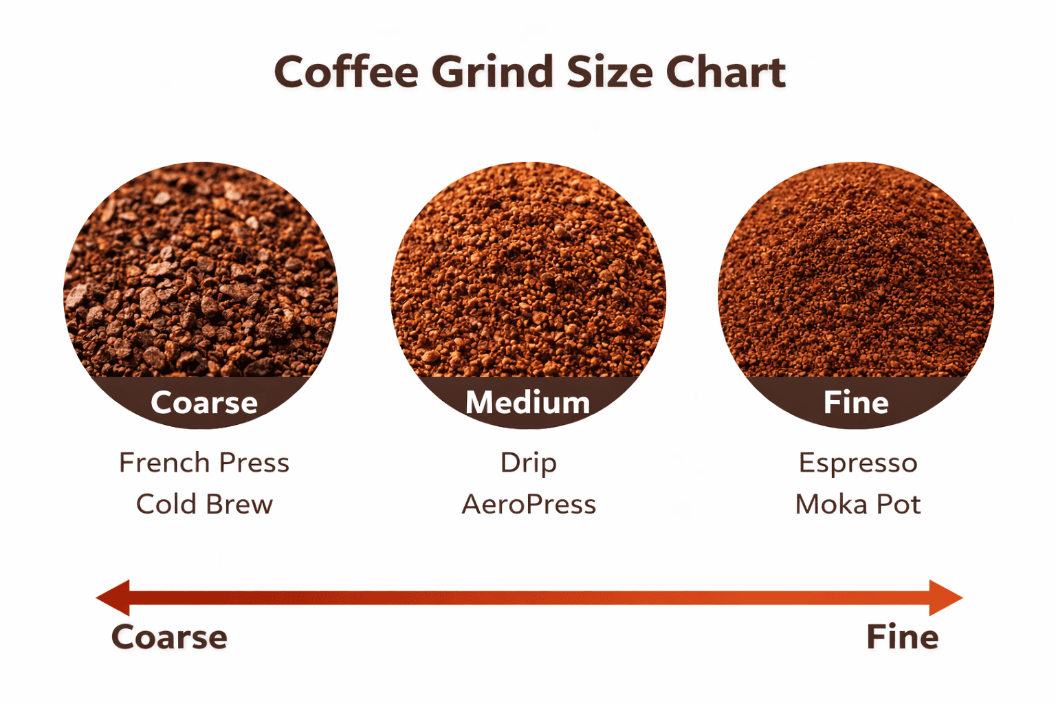 Coffee Grind Sizes Chart & Brew Method Guide (Coarse to Fine)
